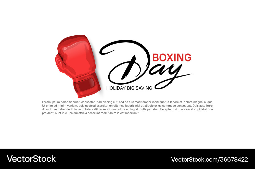 Boxing day design with glove on white background Vector Image