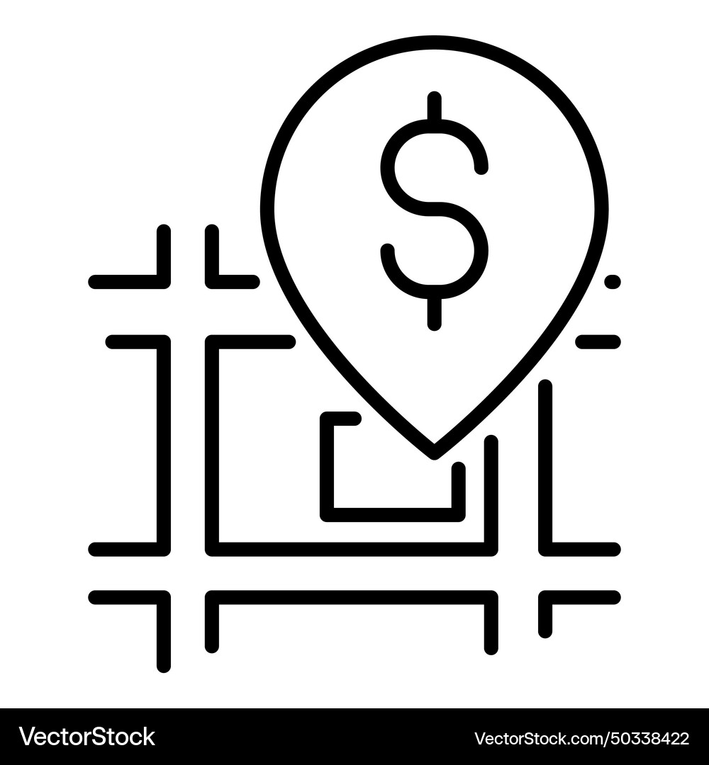 Currency exchange map pin flat icon isolated Vector Image