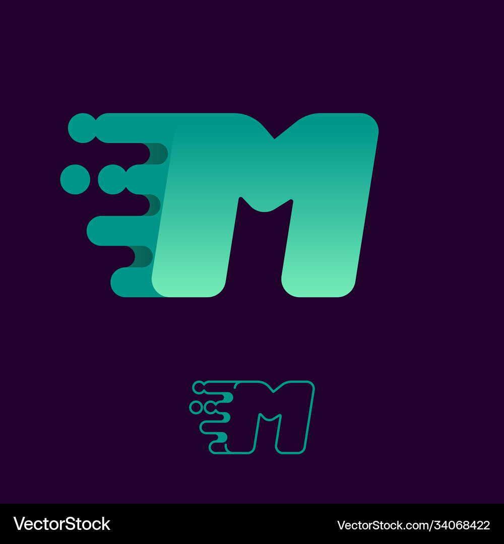 Fast speed letter m logo with lines and dots Vector Image