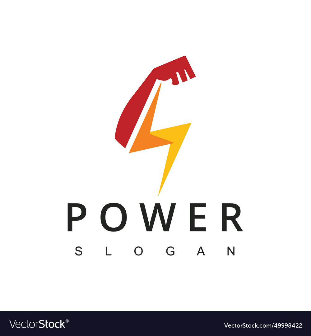 Fitness logo design template hand with bolt Vector Image Fitness logo design template hand with bolt Vector Image