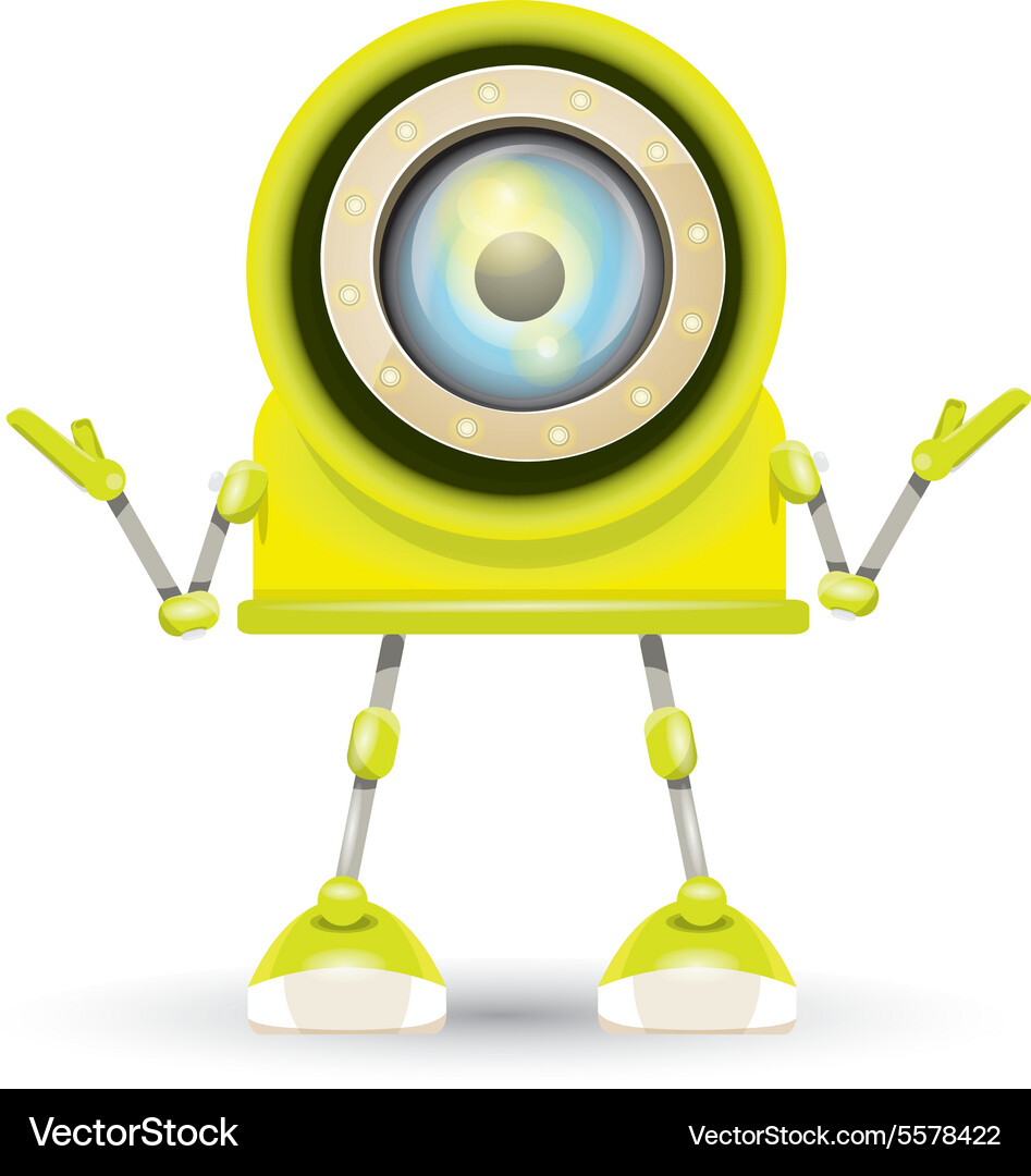 Green cartoon robot isolated on white Royalty Free Vector