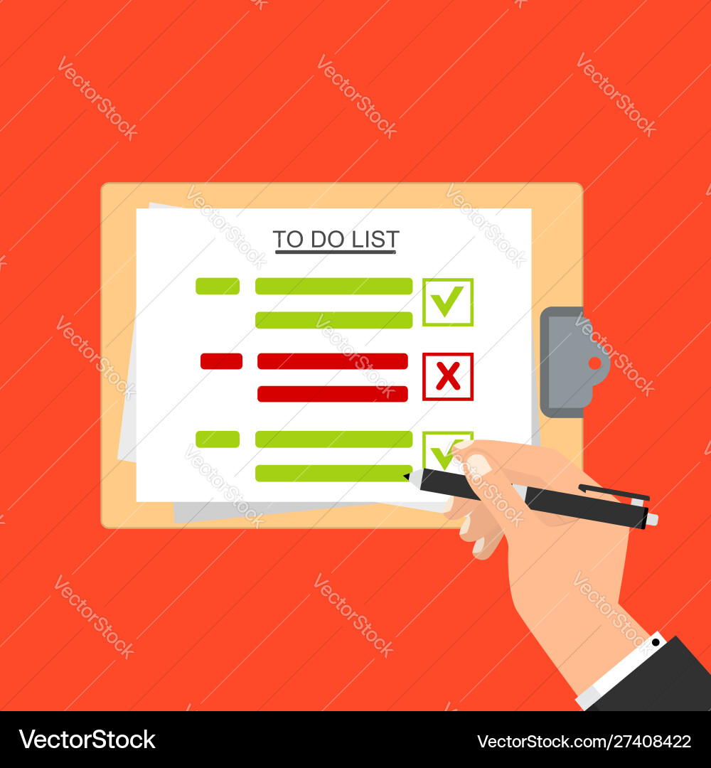 Hands holding clipboard with to-do list template Vector Image