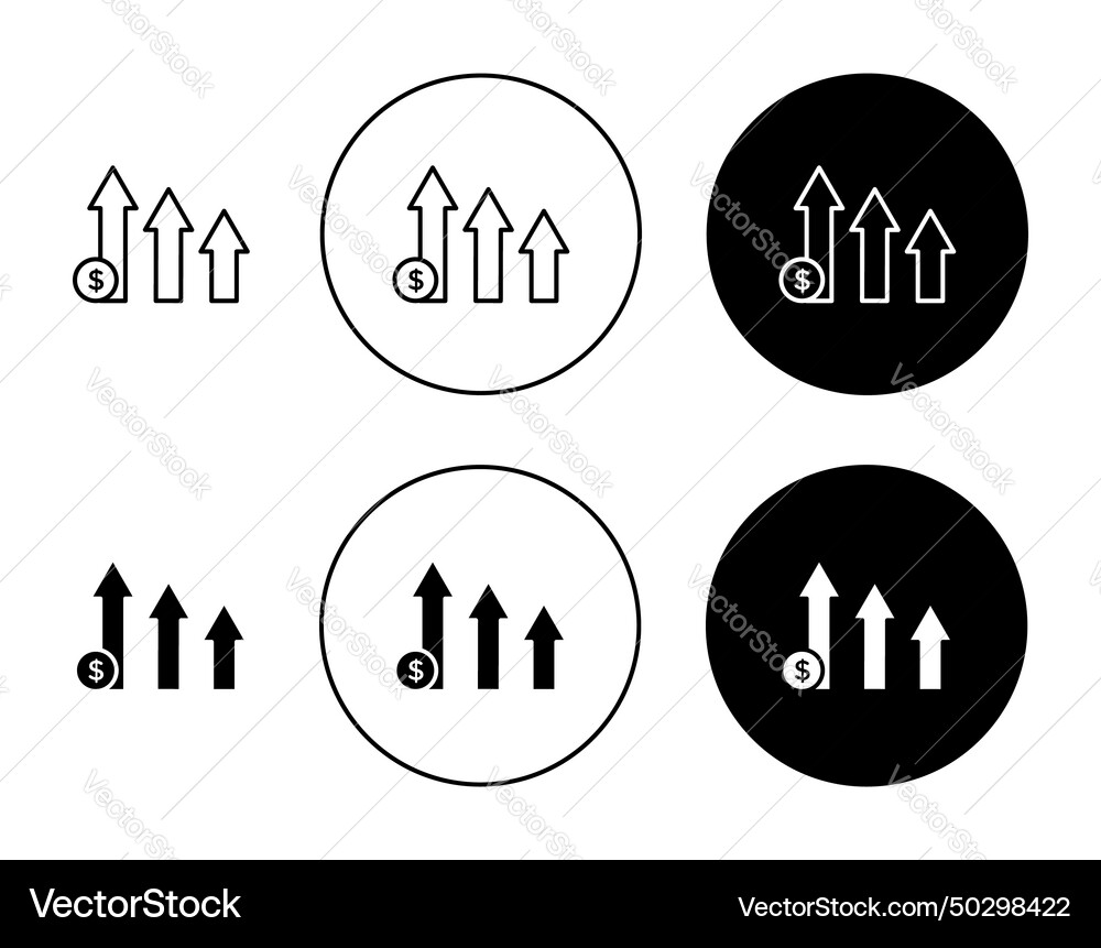 High revenue icon set margin growth pension Vector Image