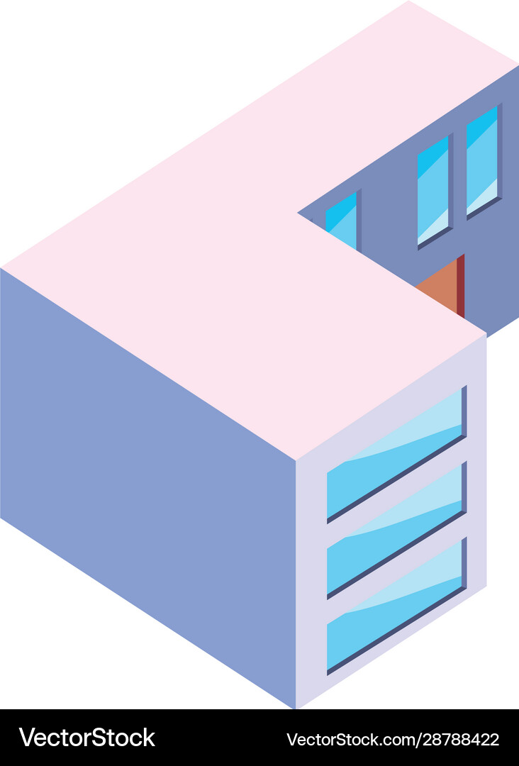 Isolated isometric white city building Royalty Free Vector