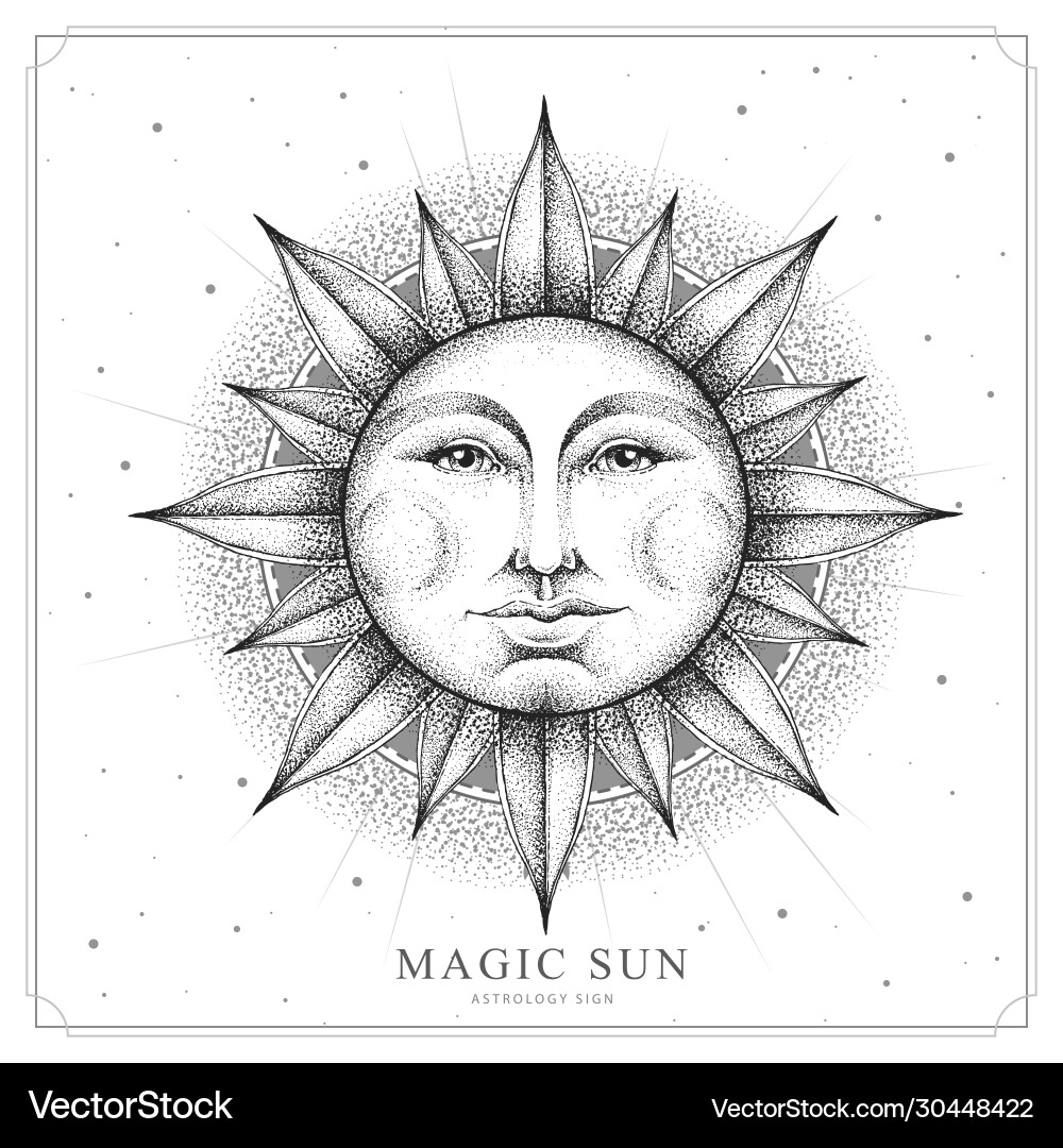 Magic witchcraft card with astrology sun sign Vector Image