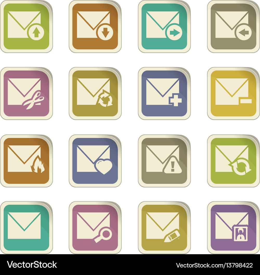 Mail and envelope icons set Royalty Free Vector Image