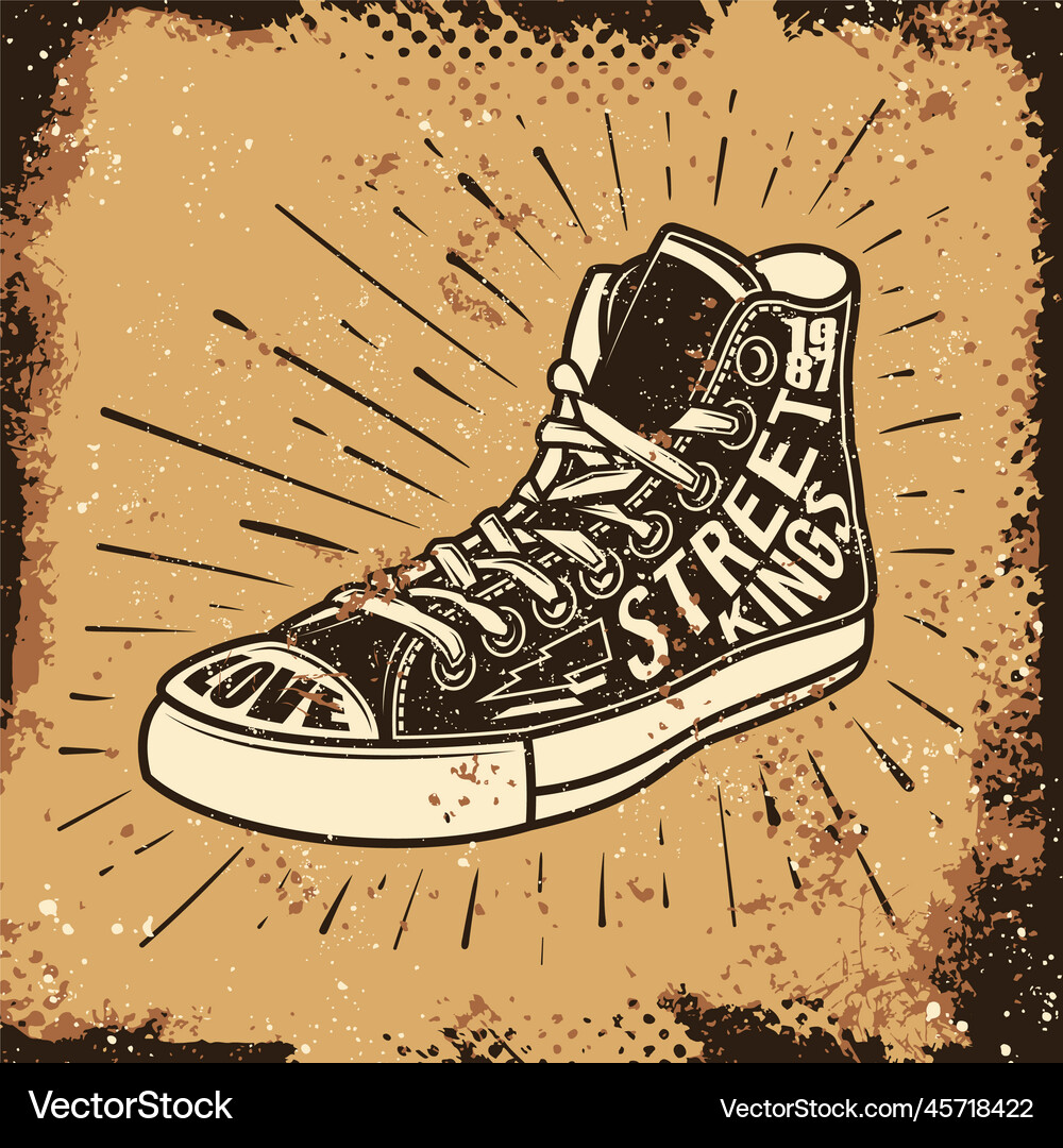Old shoes on grunge background Royalty Free Vector Image