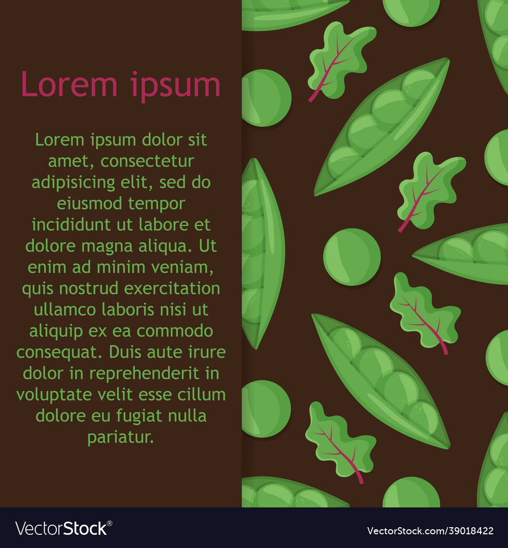 Pattern with fresh sweet organic green pea Vector Image