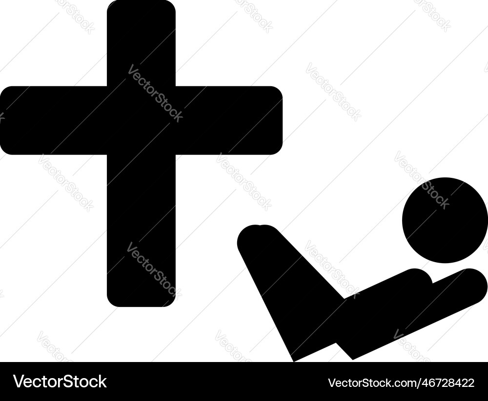 Person praying to cross Royalty Free Vector Image