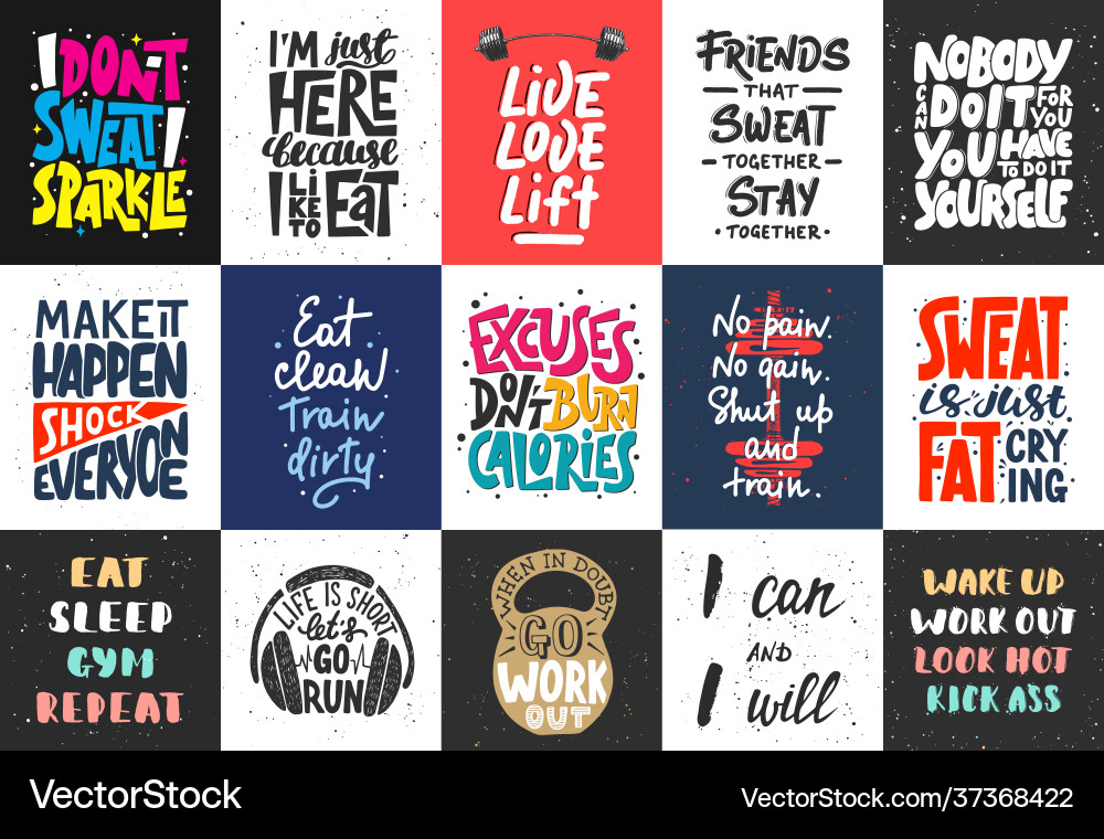 Set 15 motivational and inspirational Royalty Free Vector