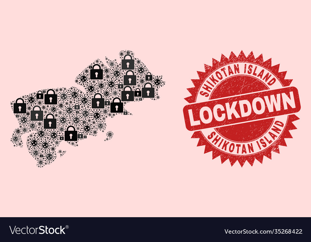 Shikotan island map composition with locks and Vector Image Shikotan island map composition with locks and Vector Image