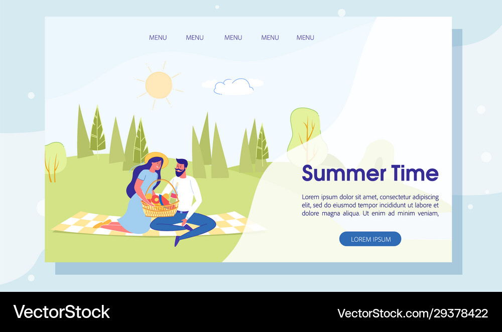 Summer time recreation organization landing page Vector Image