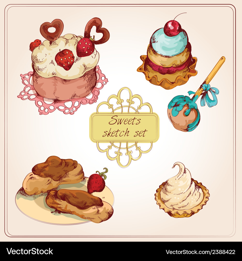 Sweets colored set Royalty Free Vector Image - VectorStock