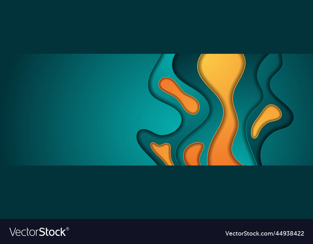 Turquoise and orange abstract papercut background Vector Image