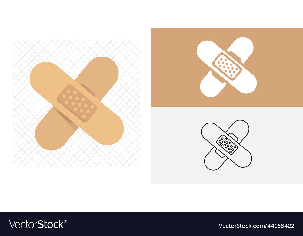 Wound patch isolated flat patch line icon Vector Image