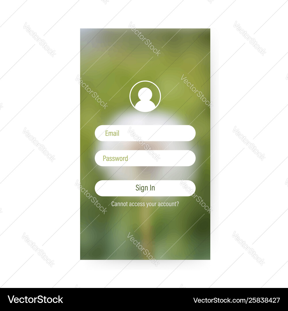 App login screen signup sign in password screen Vector Image