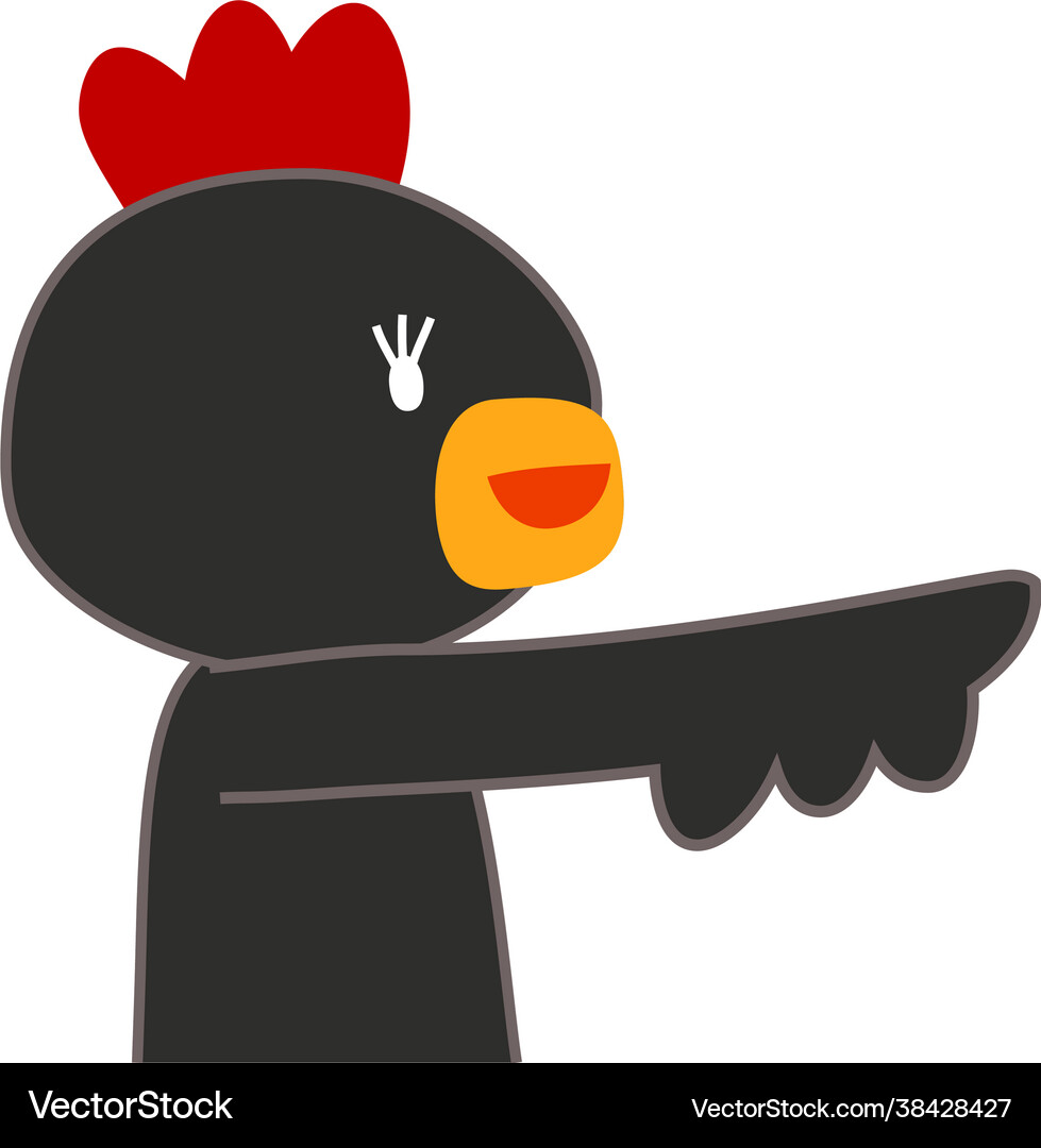 Black chicken that guides you pointing your Vector Image