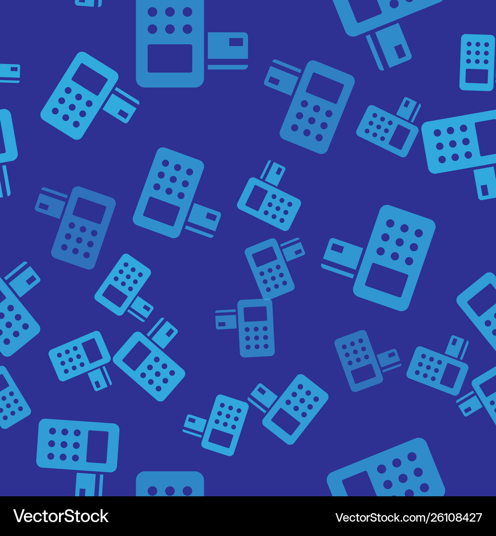 Blue pos terminal with inserted credit card icon Vector Image