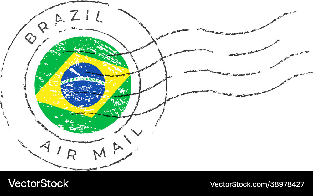 Brazil postage mark national flag postage stamp Vector Image
