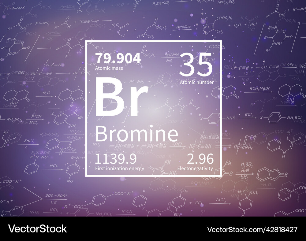 Bromine chemical element with first ionization Vector Image