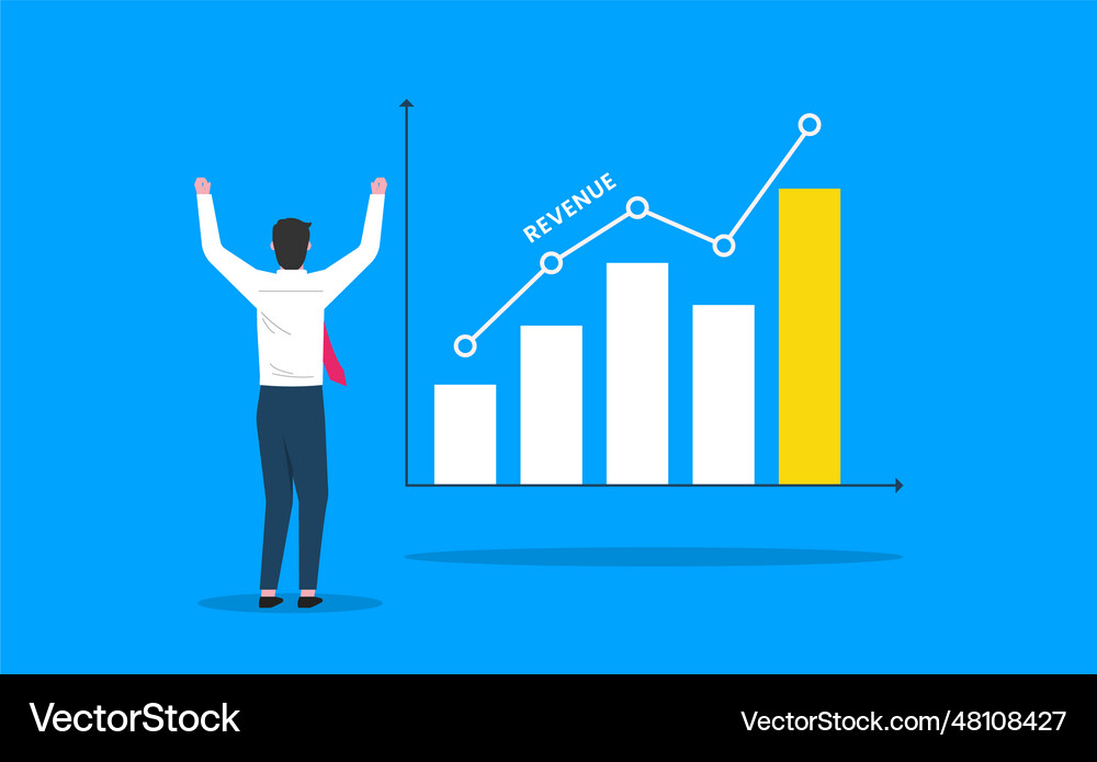 Businessman looking at big business chart Vector Image