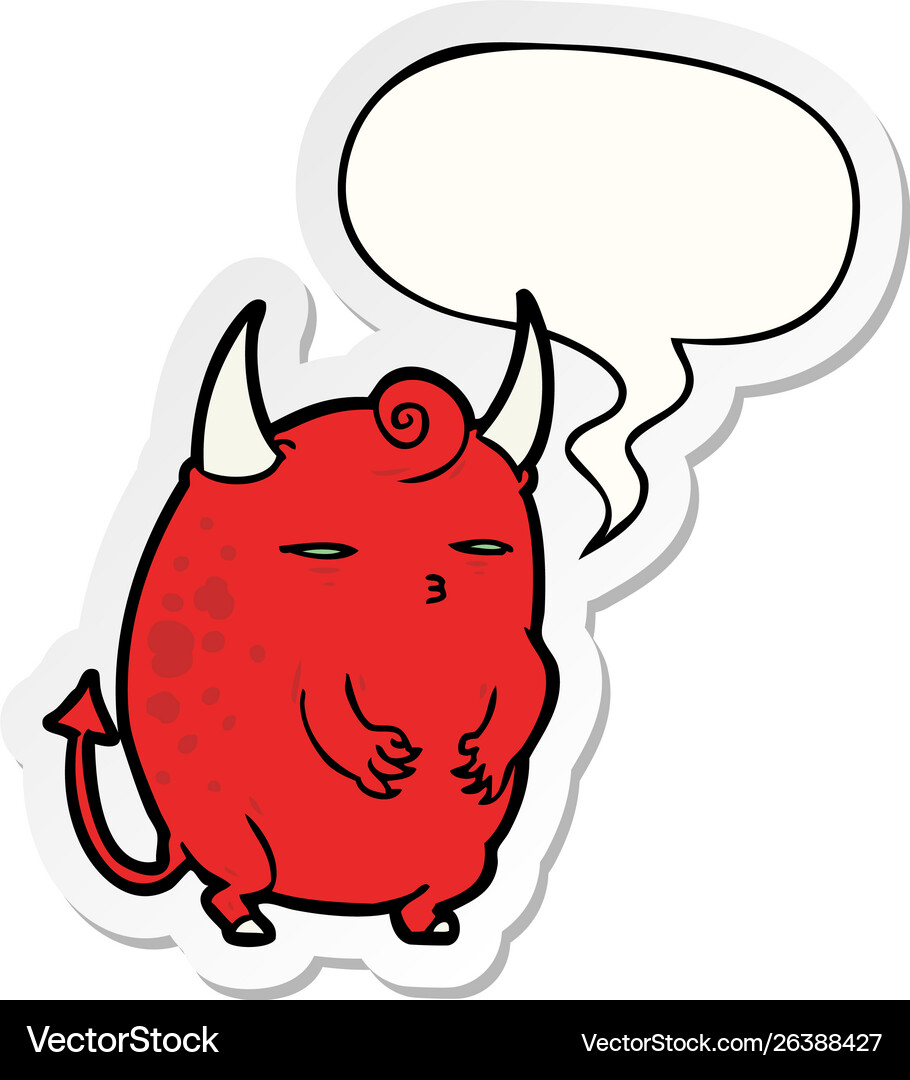 Cartoon fat little halloween devil and speech Vector Image