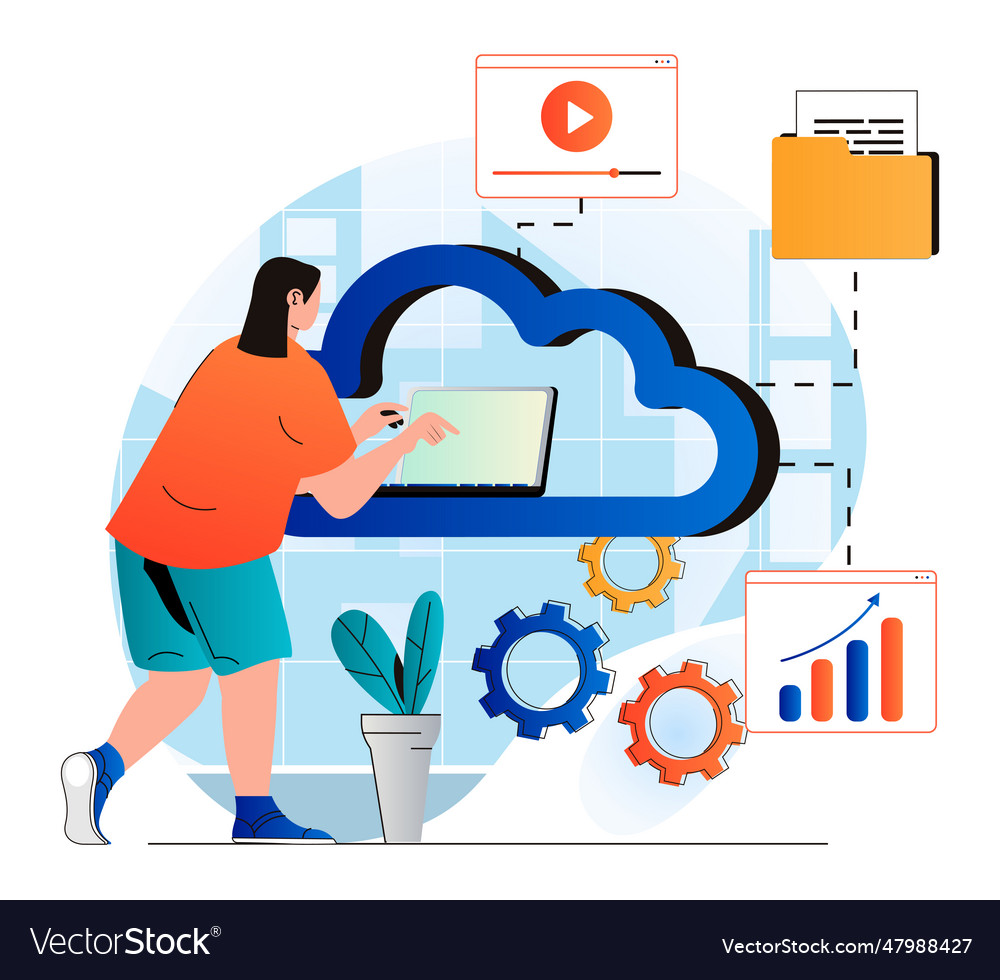 Cloud computing concept in modern flat design Vector Image