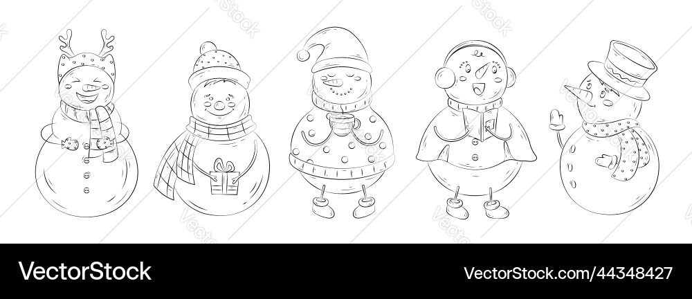 Cute hand drawn christmas snowman Royalty Free Vector Image