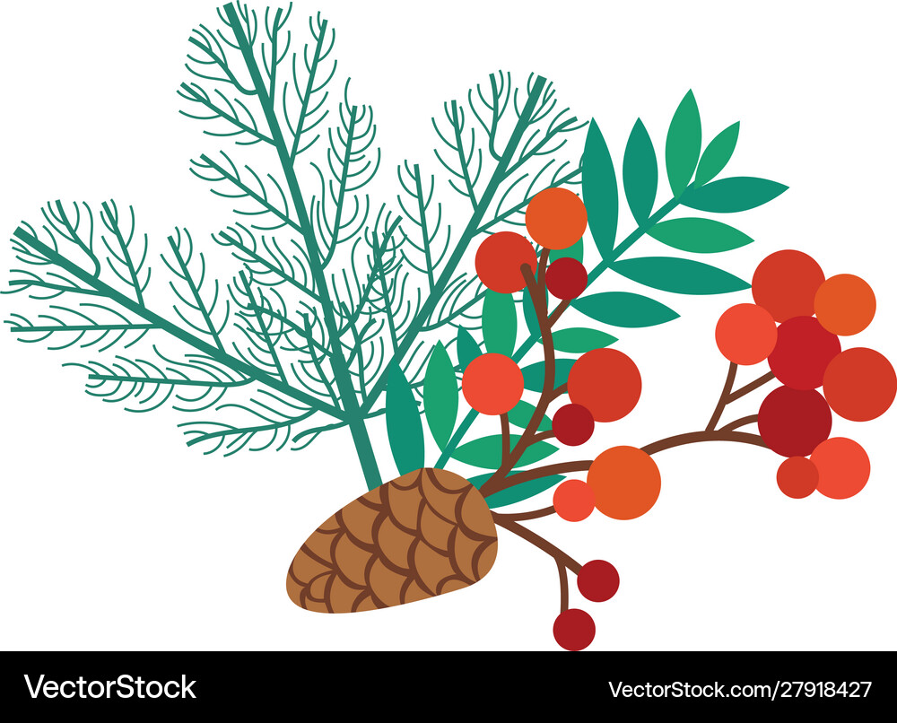 Leafs and seeds christmas decoration Royalty Free Vector