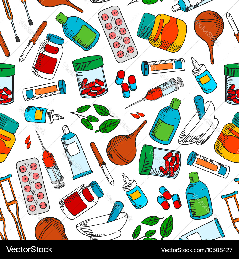 Medical treatments seamless pattern background Vector Image