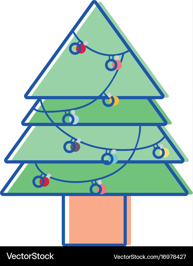 Nice pine tree with lights decoration design Vector Image