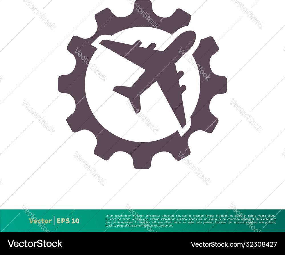 Plane and gear icon logo template design eps 10 Vector Image