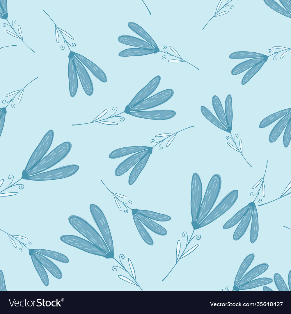 Random seamless pattern with blue simple flower Vector Image