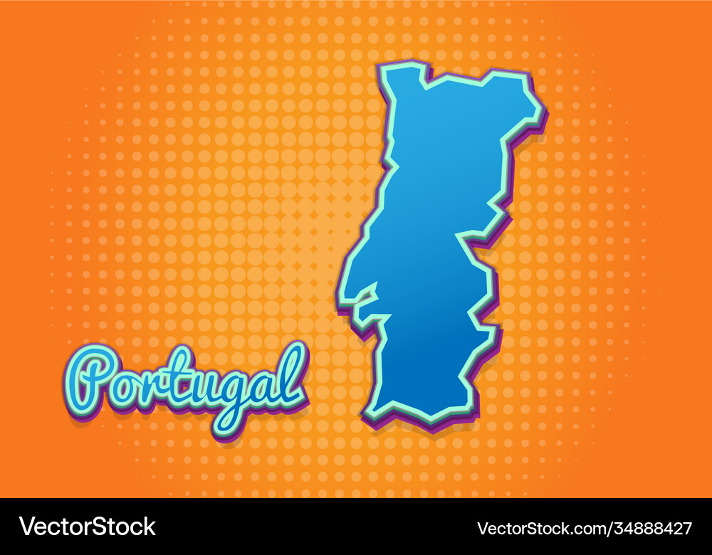 Retro map portugal with halftone background Vector Image