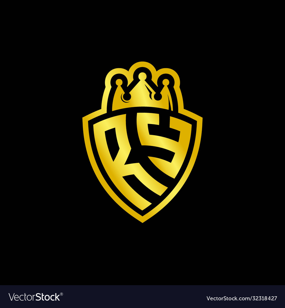 Ry monogram logo with shield and crown style Vector Image