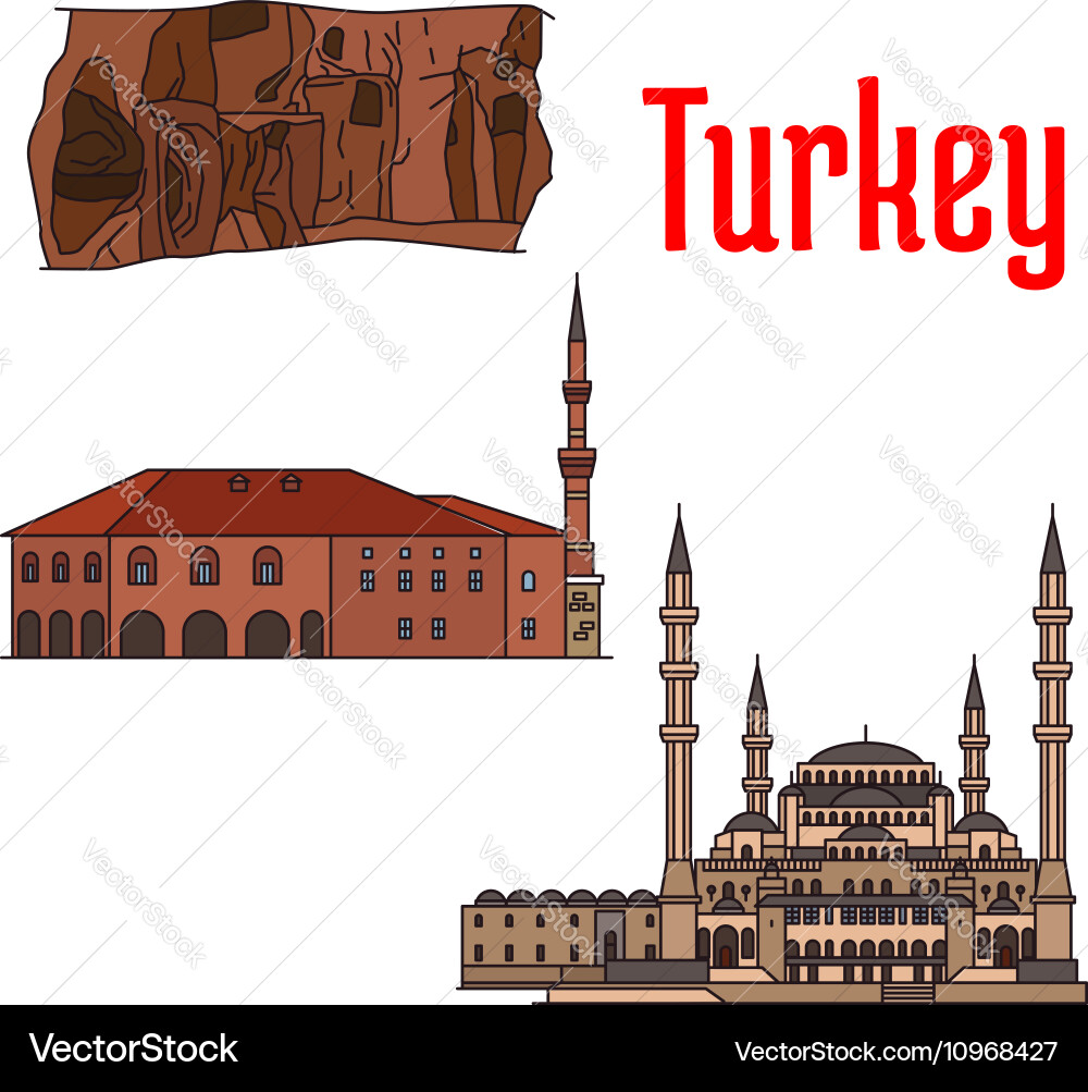 Turkey historic architecture and sightseeings Vector Image
