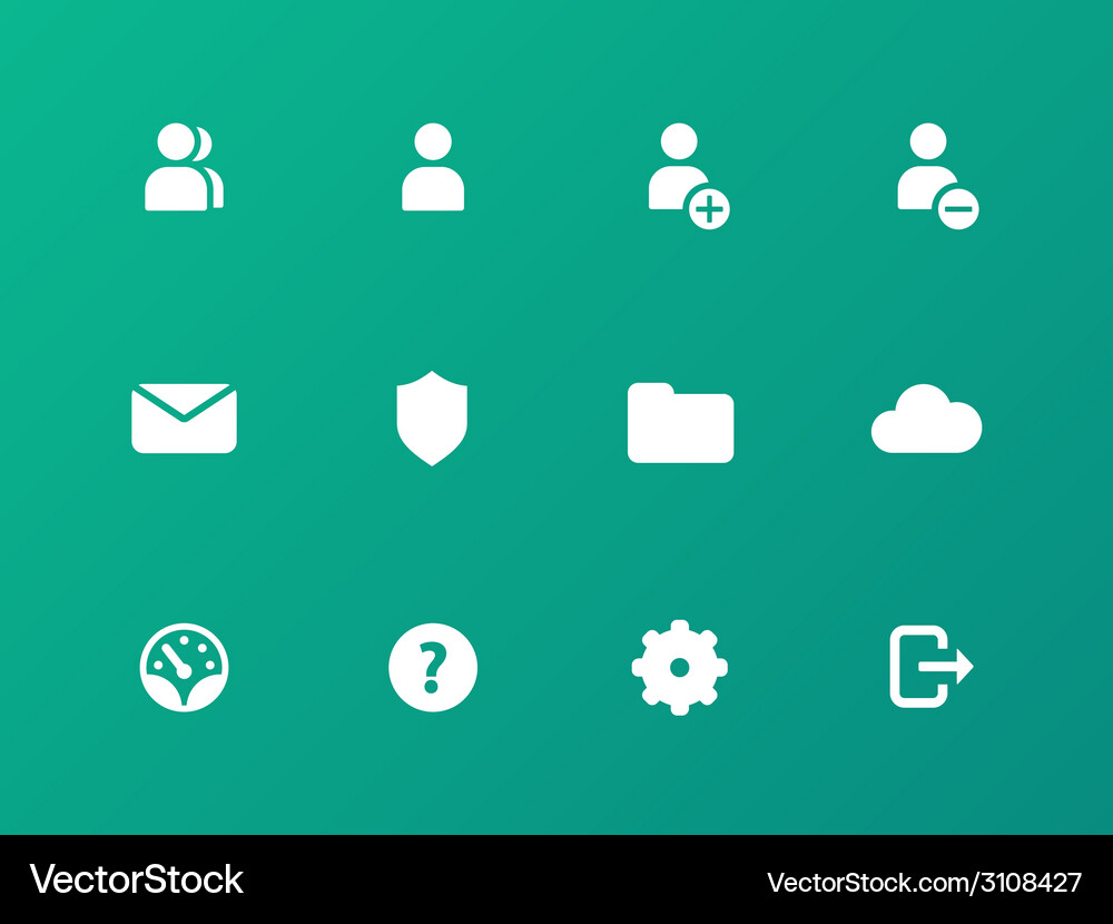 User account icons on green background Royalty Free Vector
