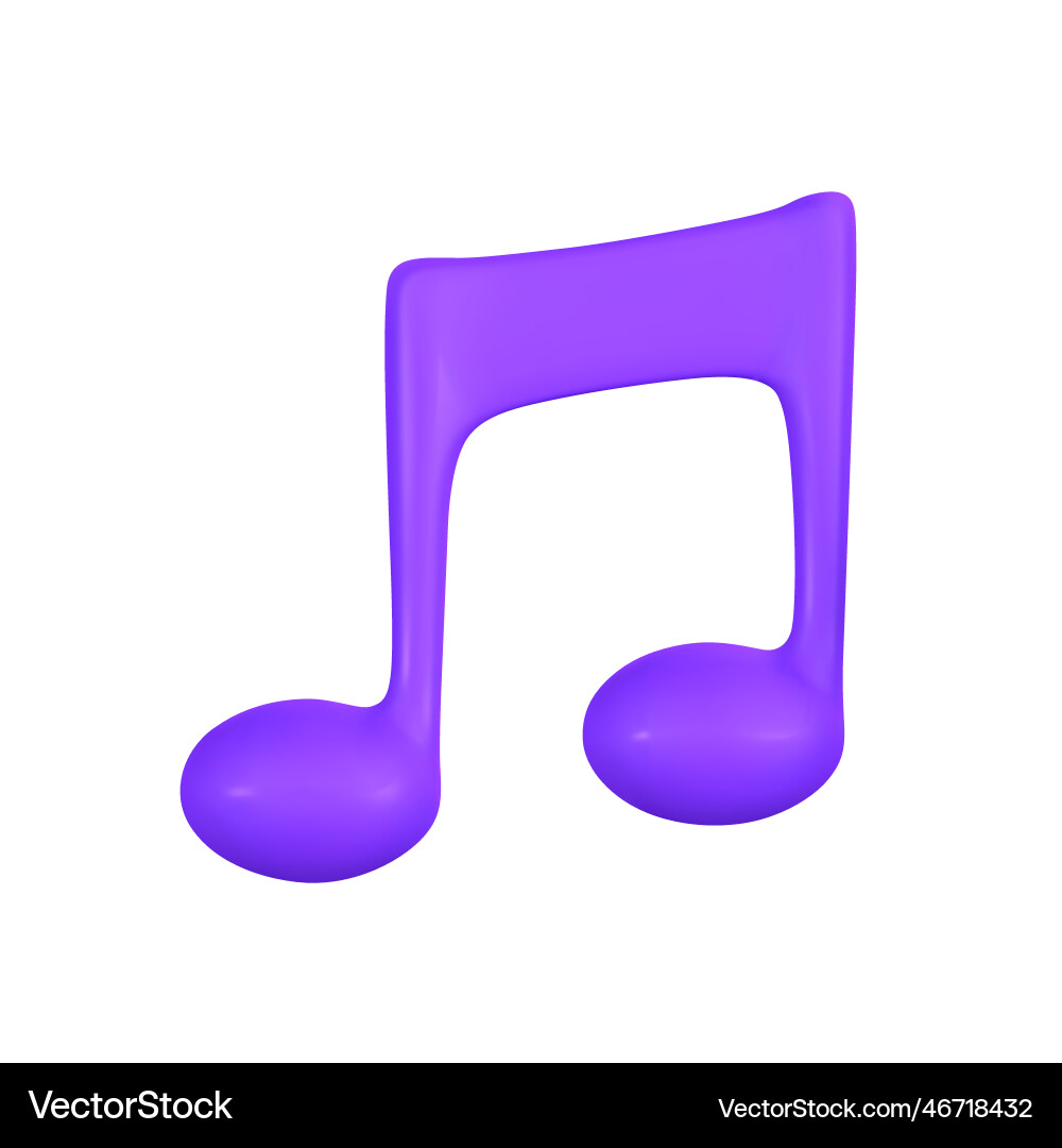 3d music note for music concept design in plastic Vector Image