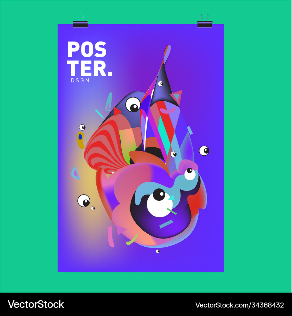 Abstract colorful cartoon character cover Vector Image
