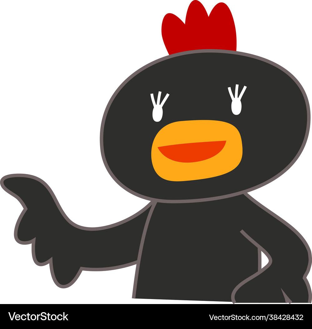 Black chicken that guides you pointing your Vector Image