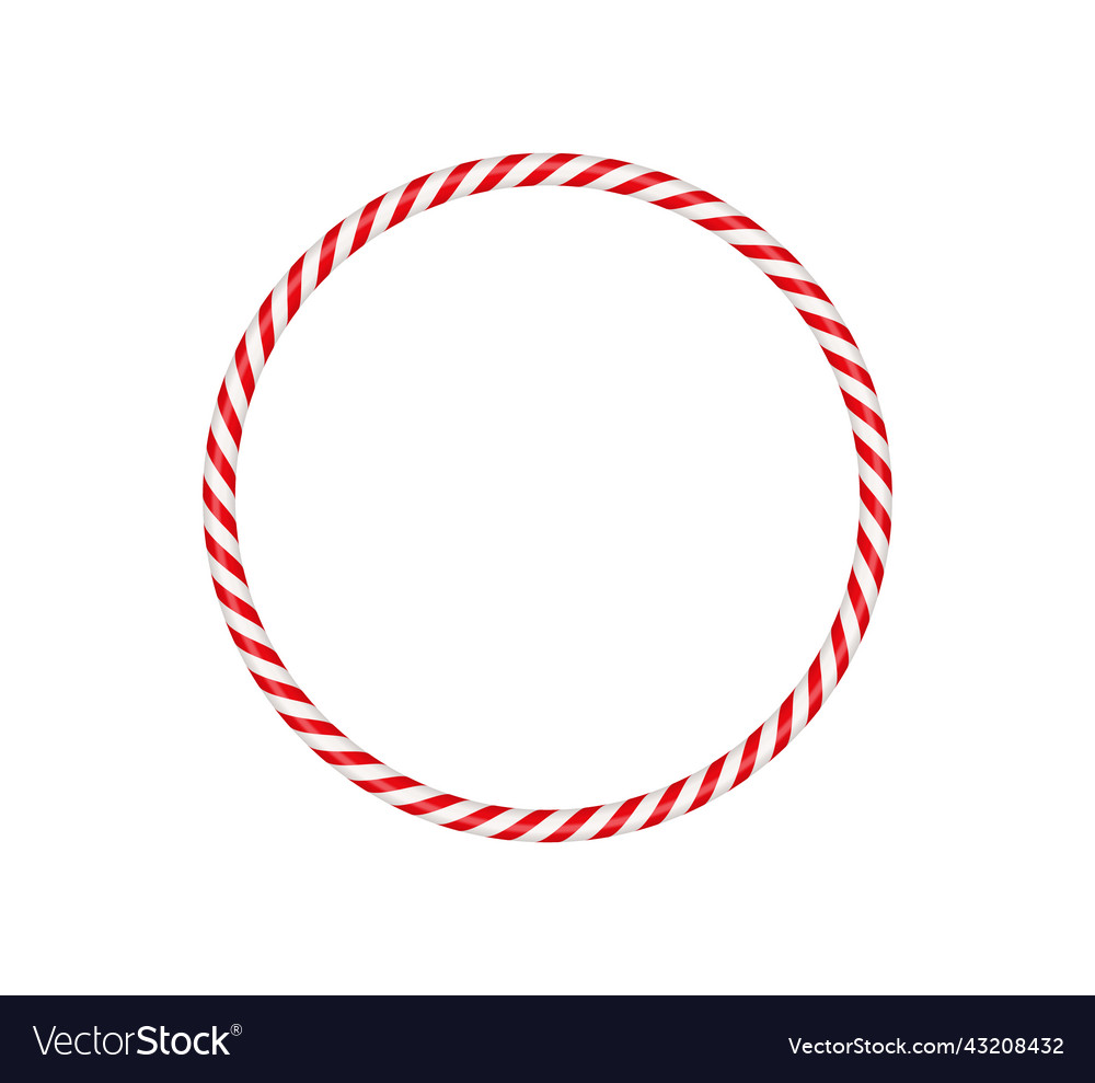 Christmas candy cane circle frame with red Vector Image