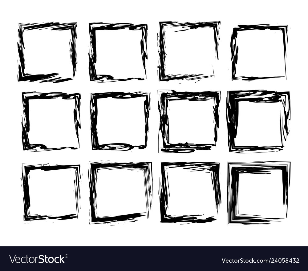 Collection black grunge rectangle empty frame Vector Image
