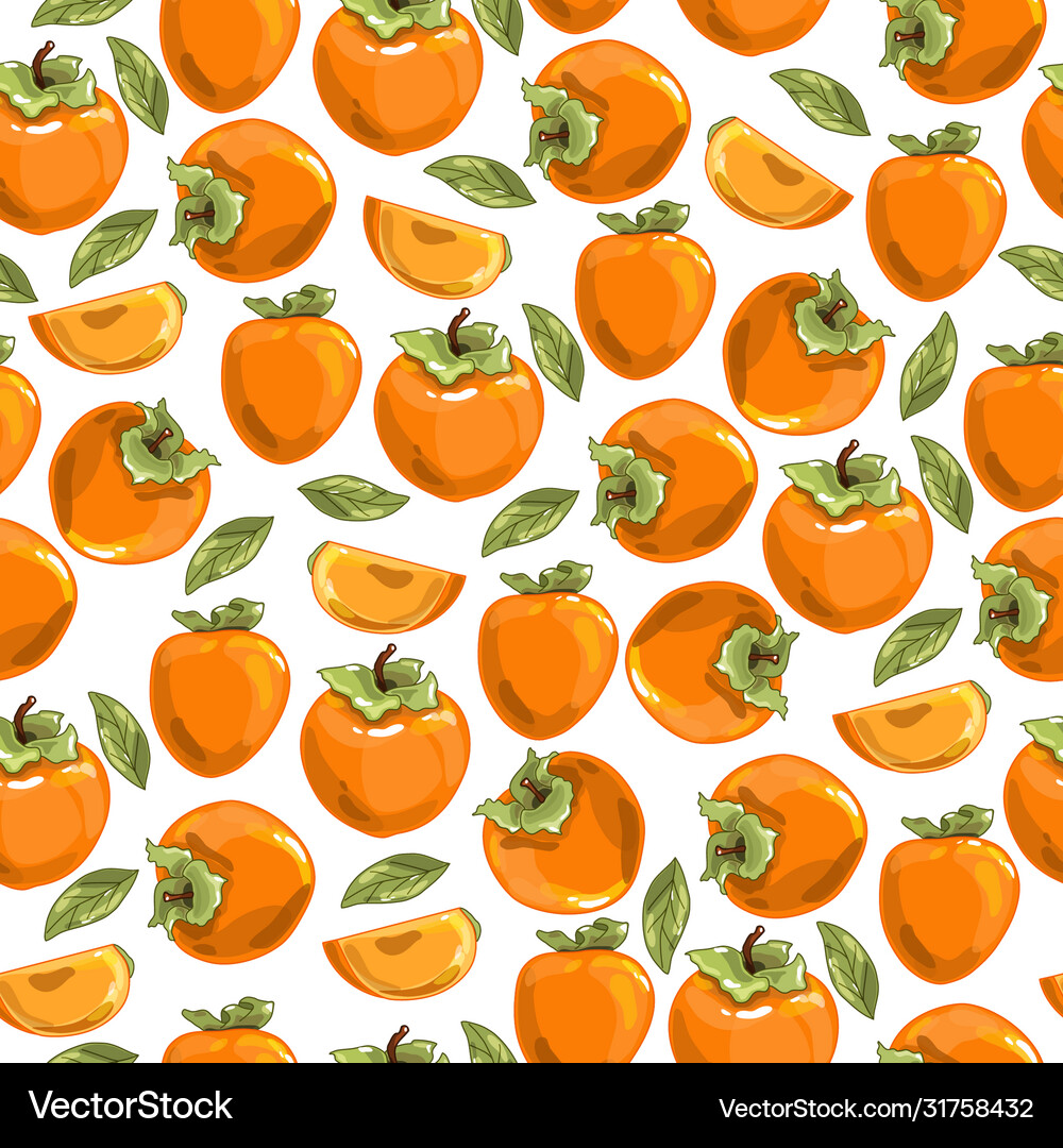 Colorful seamless pattern with persimmon Vector Image
