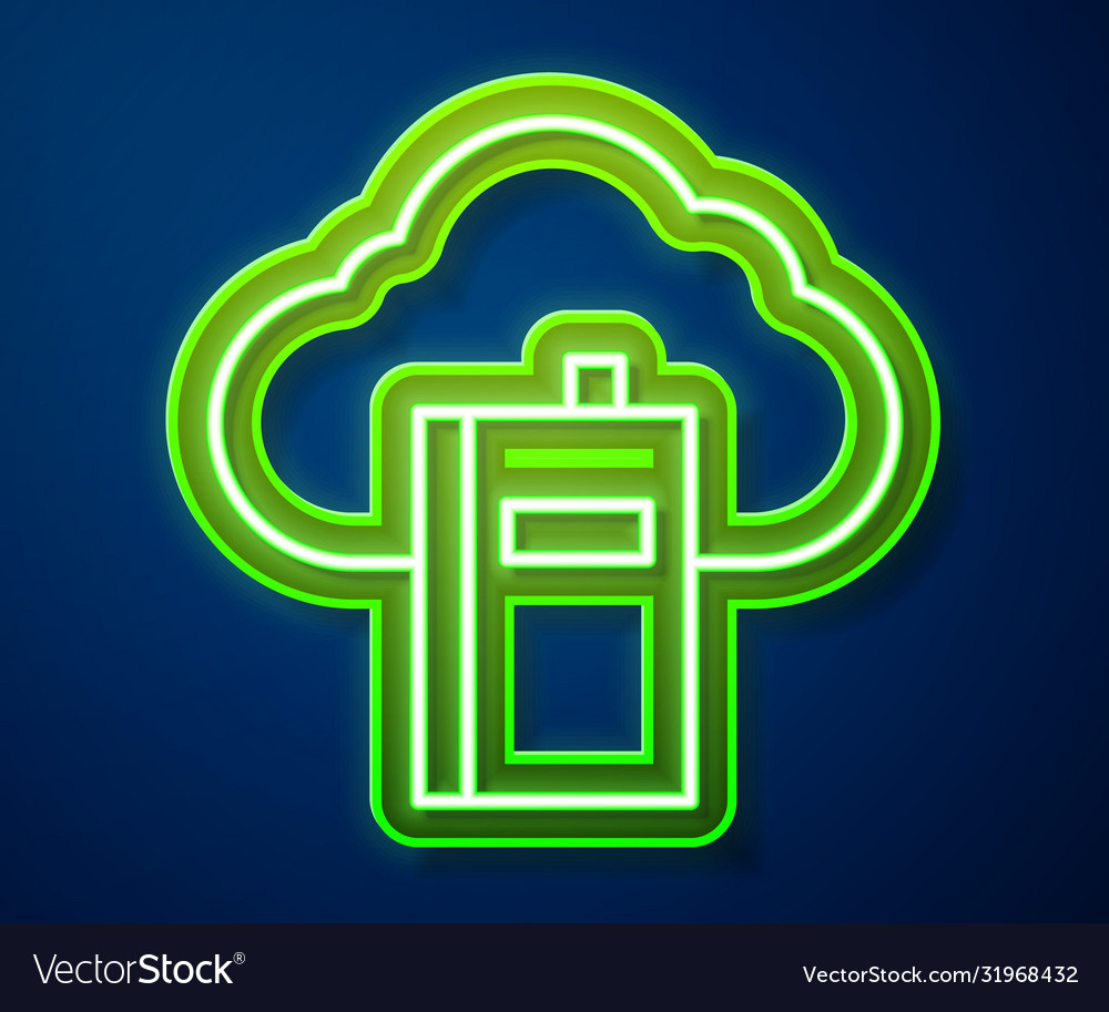 Glowing neon line cloud or online library icon Vector Image