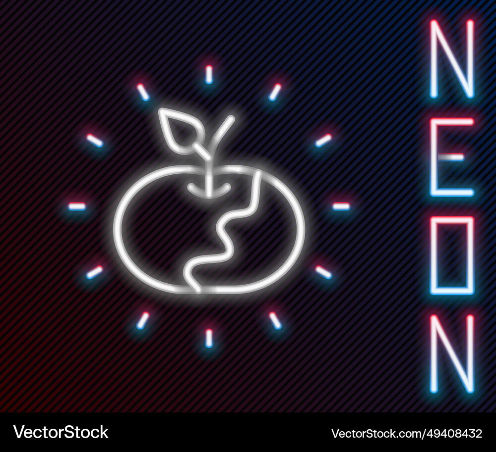 Glowing neon line poison apple icon isolated on Vector Image