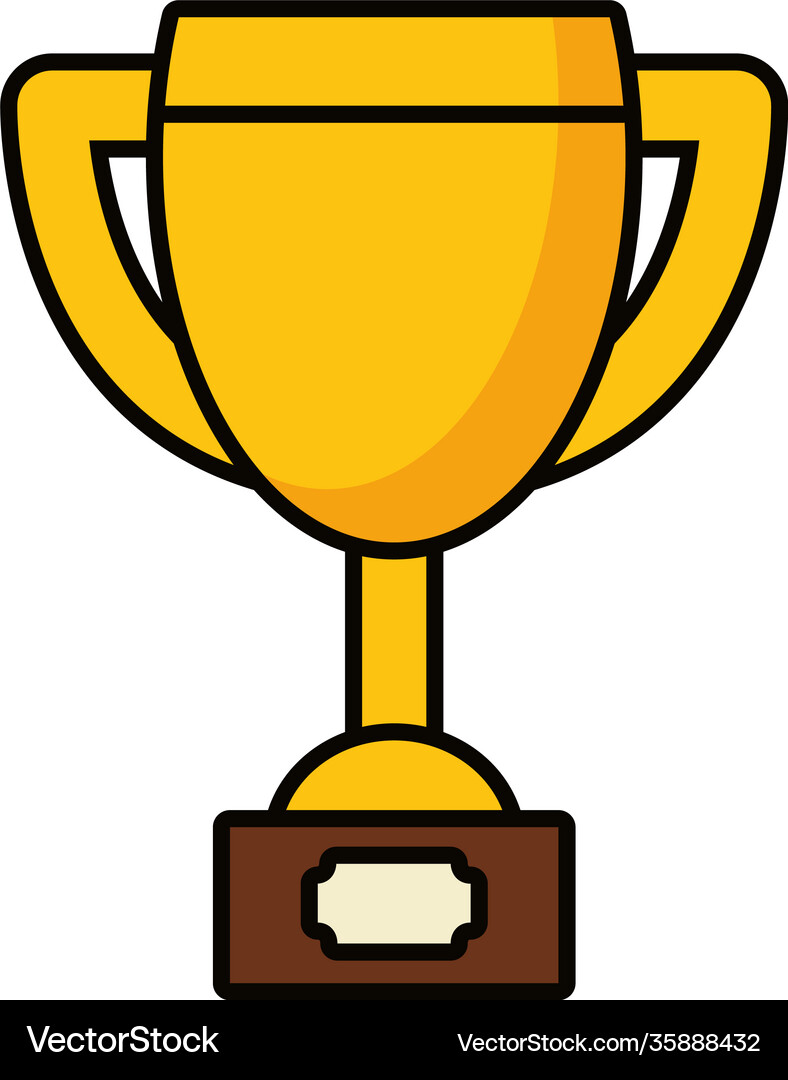 Golden trophy icon line and fill style Royalty Free Vector
