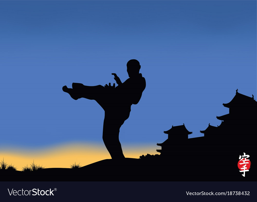 Hieroglyph of karate and men demonstrating karate Vector Image Hieroglyph of karate and men demonstrating karate Vector Image