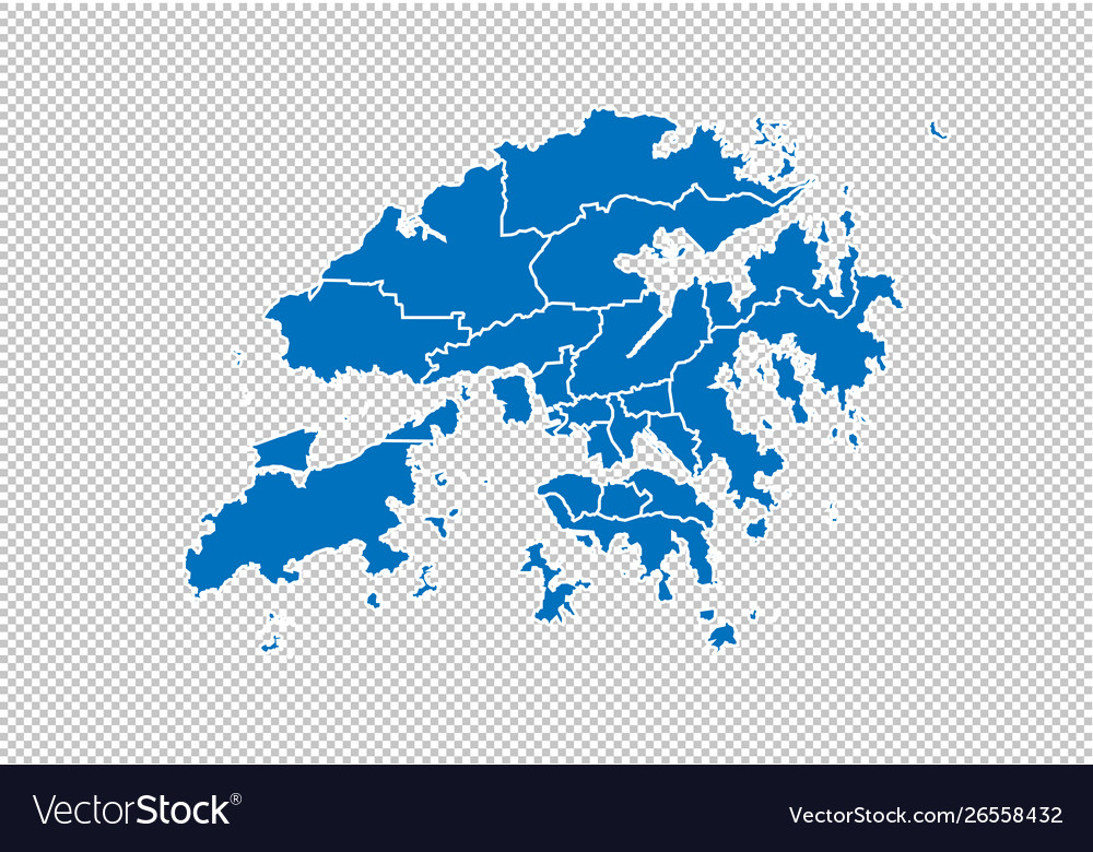 Hong kong map - high detailed blue Royalty Free Vector Image