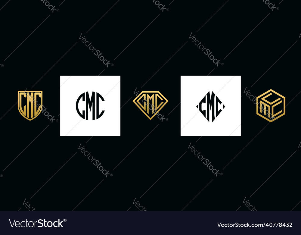 Initial letters cmc logo designs bundle Royalty Free Vector