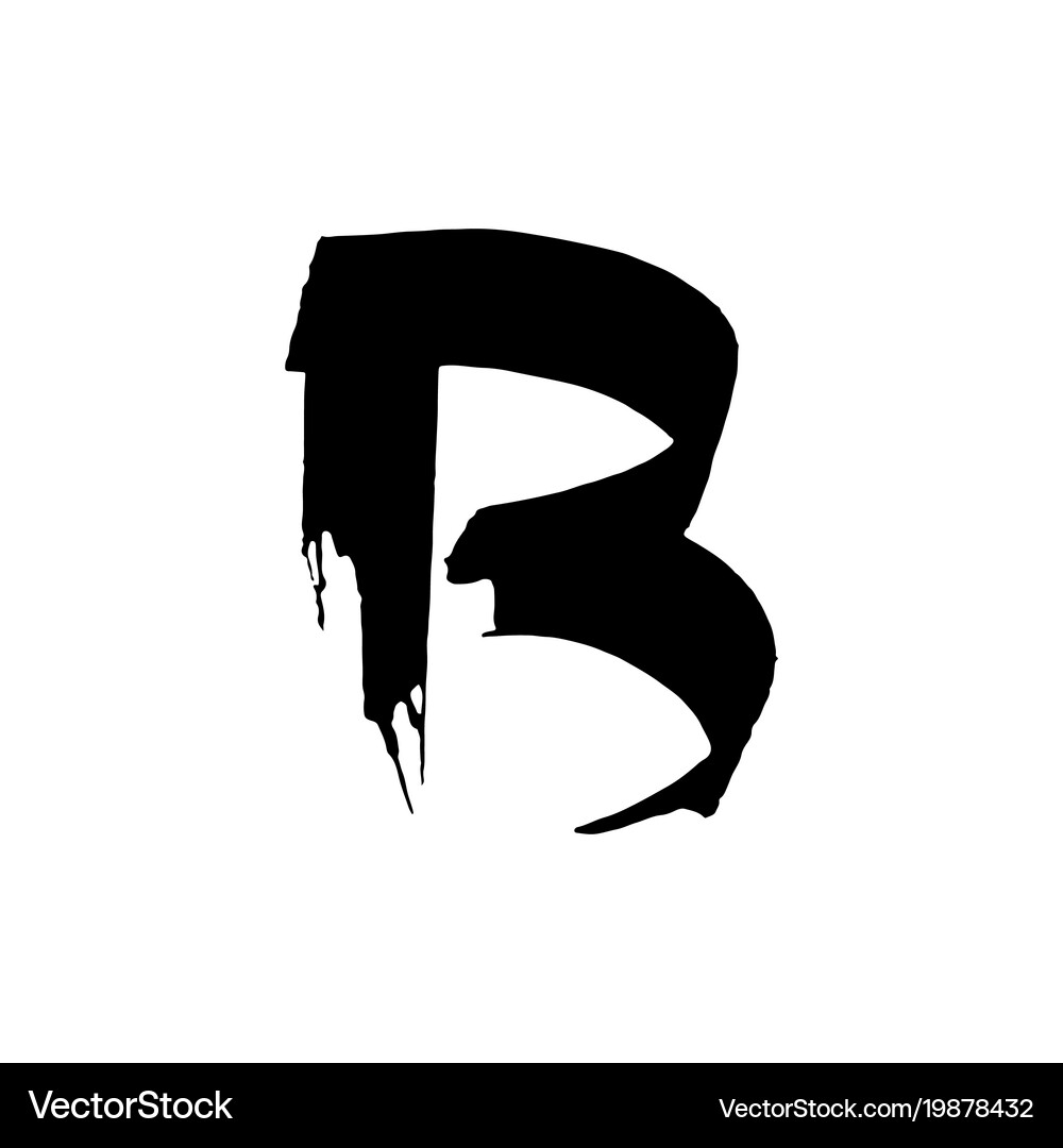 Letter b handwritten by dry brush rough strokes Vector Image
